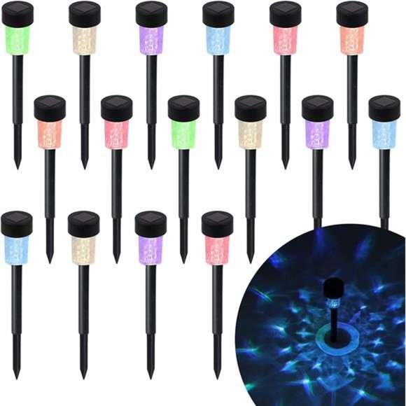 Other | 16 Pack Outdoor Solar Pathway Lights Rgb Color Changing Led ...